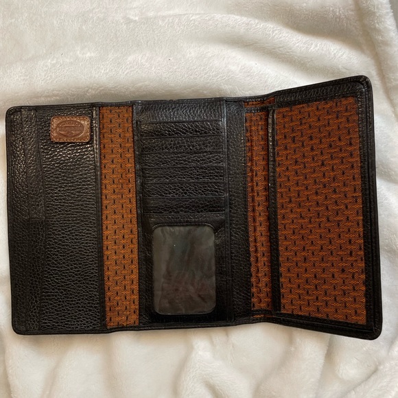 Fossil | Bags | Vintage Fossil Wallet Trifold Checkbook Black Pebbled ...